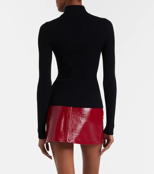 COURREGES Logo Ribbed-knit Turtleneck Sweater