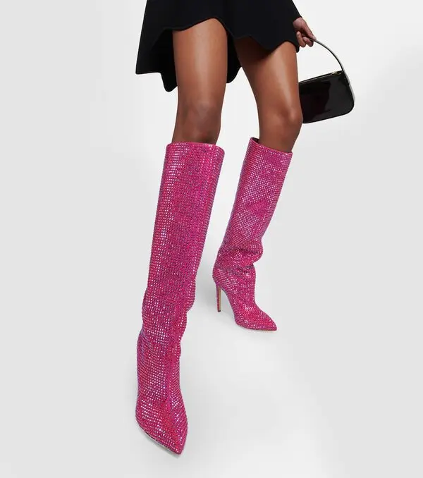 Paris Texas Holly Embellished Knee-high Boots - Pink