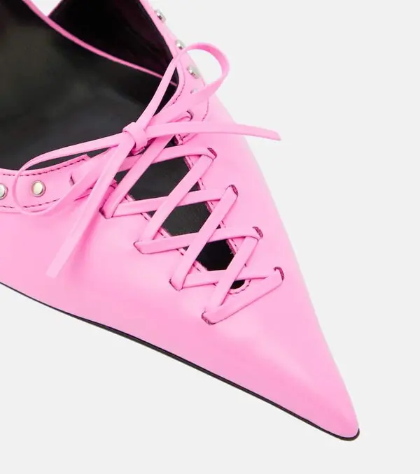 Versace Laced Leather Slingback Pumps