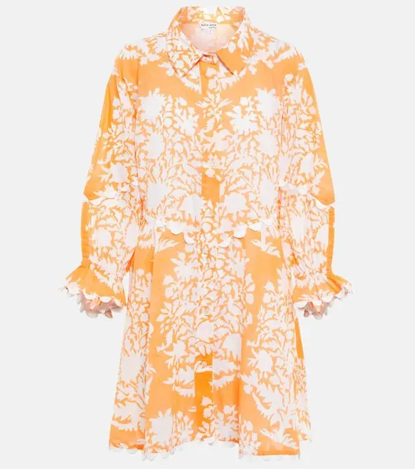 JULIET DUNN Floral Embroidered Mini Dress - Orange