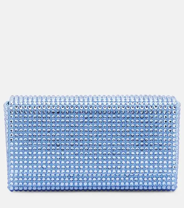 Amina Muaddi Superamini Embellished Clutch - Blue