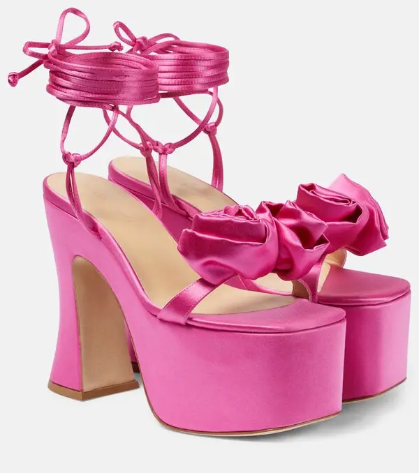 Magda Butrym Applique Satin Platform Sandals - Pink