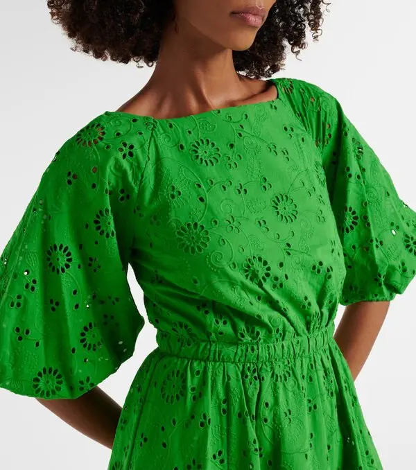 Carolina Herrera Openwork Embroidered Cotton Midi Dress