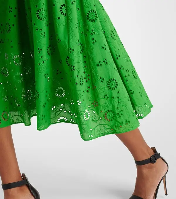 Carolina Herrera Openwork Embroidered Cotton Midi Dress