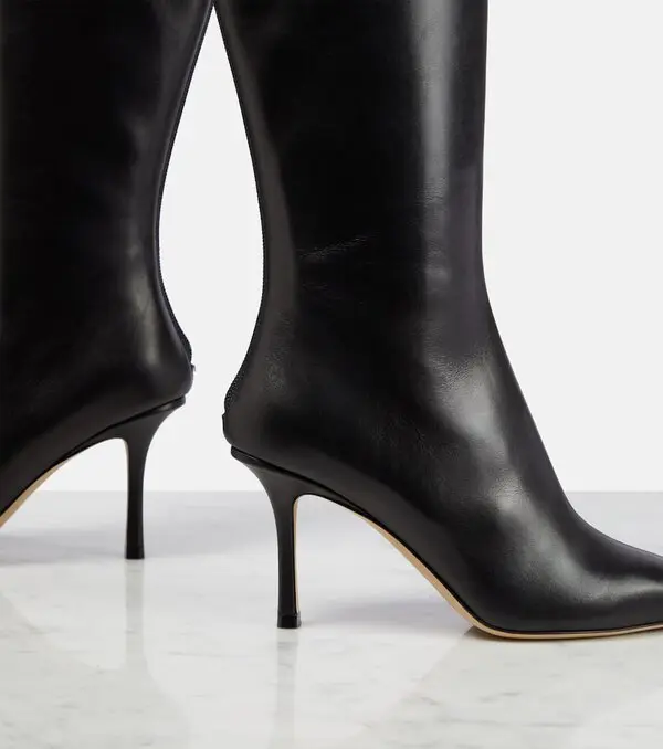 JIMMY CHOO Agathe 85 Leather Knee-high Boots