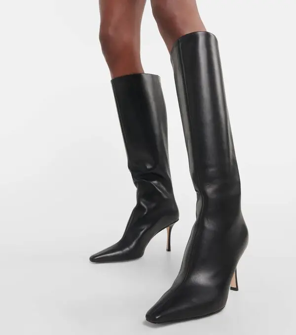 JIMMY CHOO Agathe 85 Leather Knee-high Boots