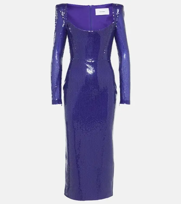 Alex Perry Sequined Midi Dress - Blue