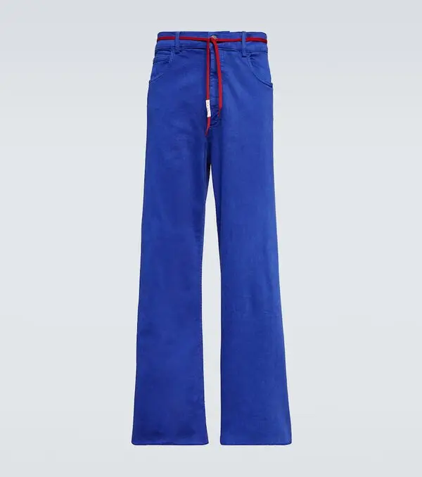 Marni Mid-rise Straight Cotton-blend Pants - Blue