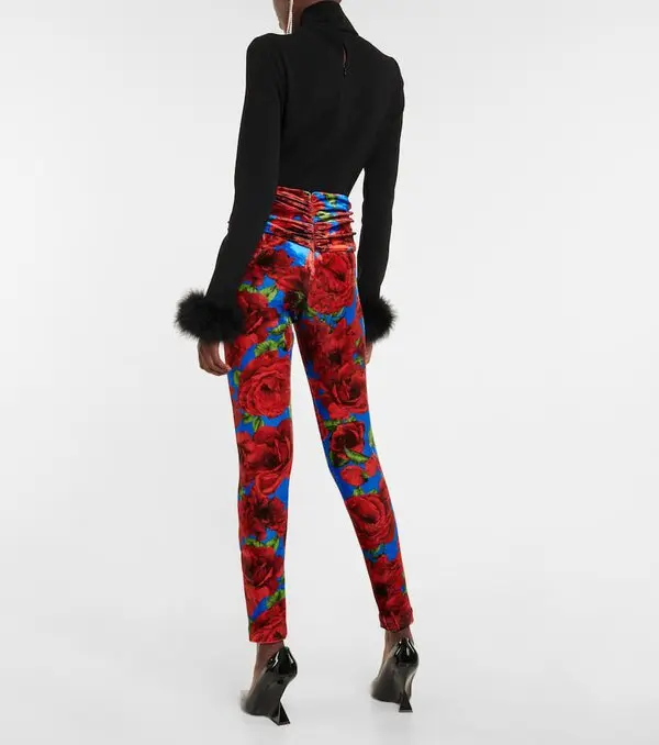 Magda Butrym Floral Velvet Leggings - Multicoloured