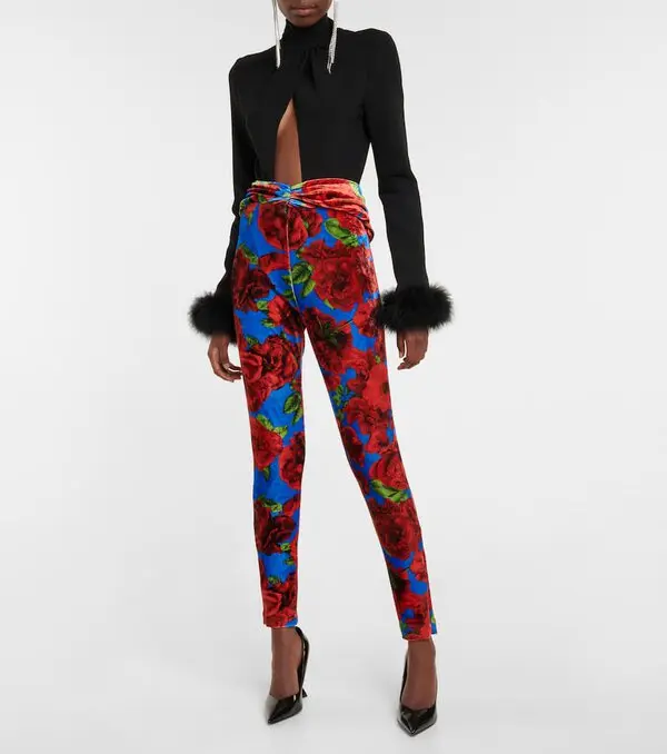 Magda Butrym Floral Velvet Leggings - Multicoloured