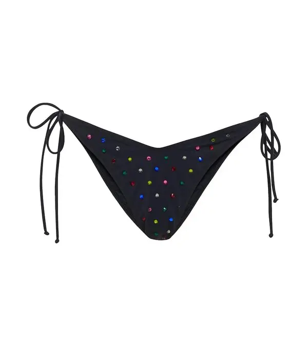 REINA OLGA Susan Embellished Bikini Bottom - Black