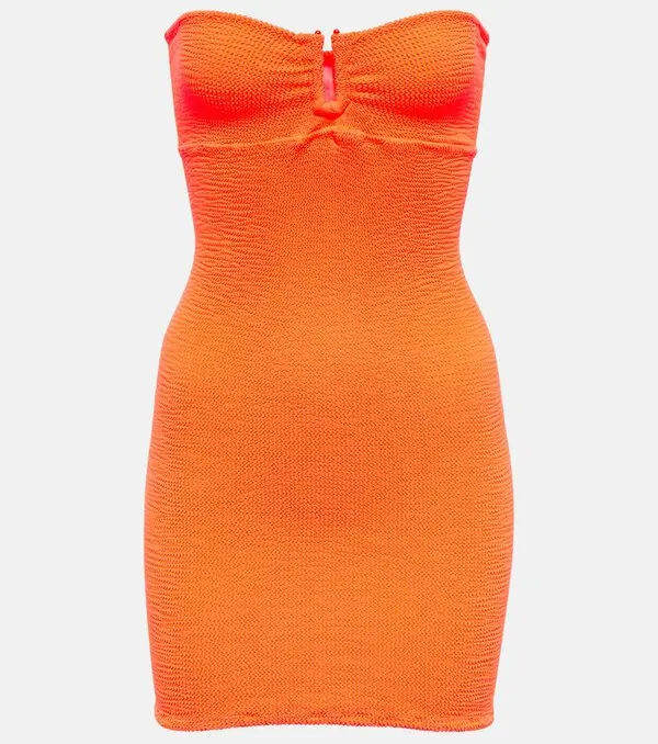 REINA OLGA La Sciura Textured Bandeau Minidress - Orange