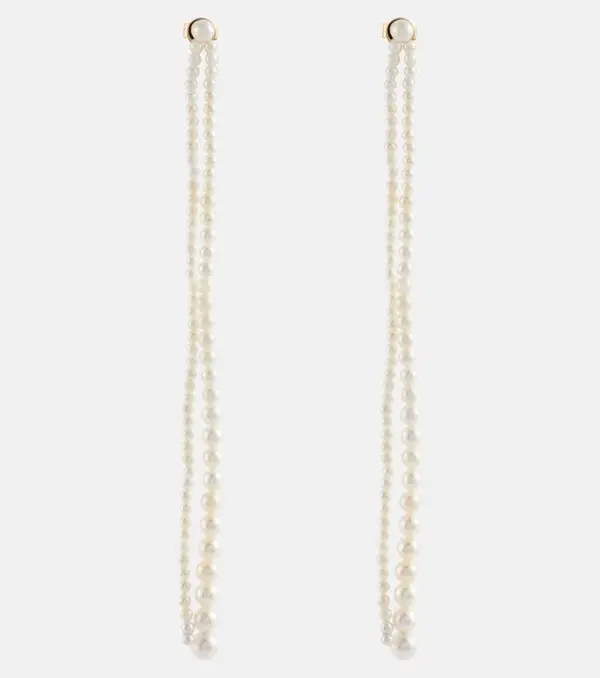 Sophie Bille Brahe Promenade De Perles 14kt Gold Pearl Drop Earrings - White