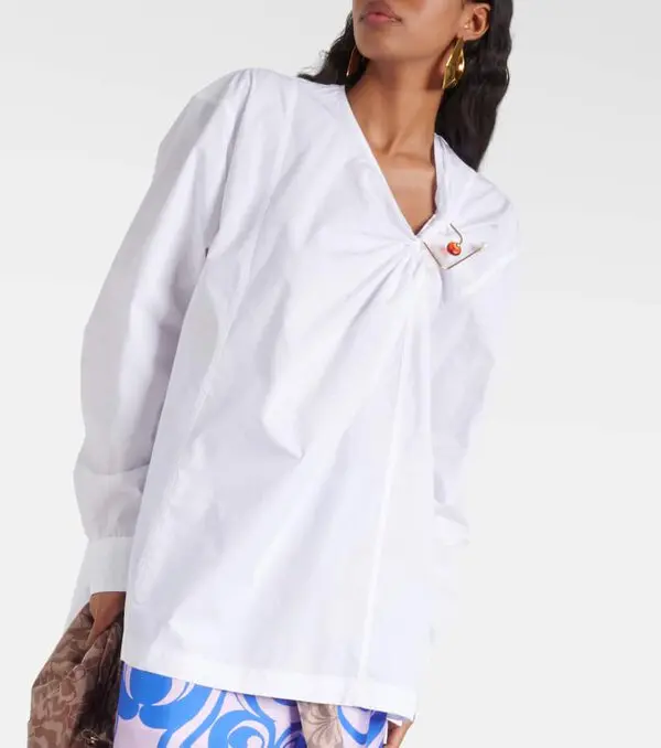 Dries Van Noten Embellished Cotton Poplin Blouse