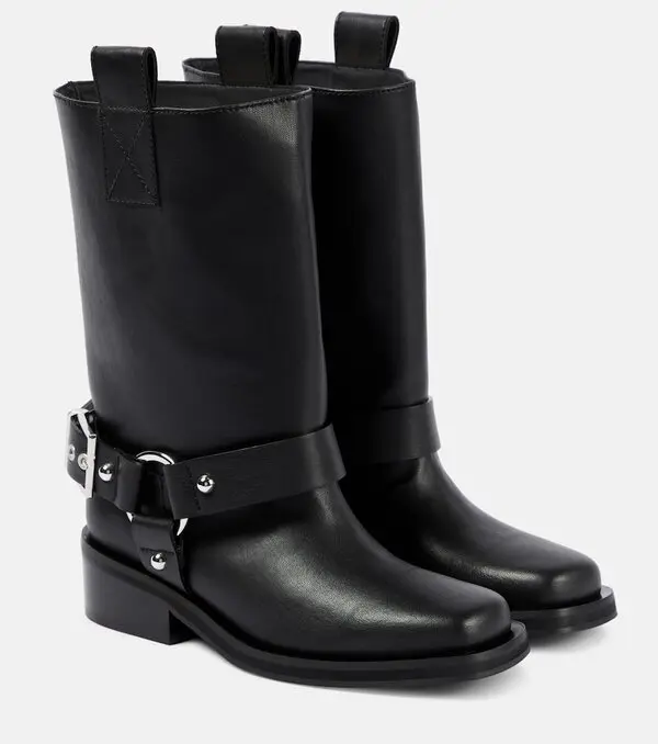 GANNI Faux Leather Biker Boots