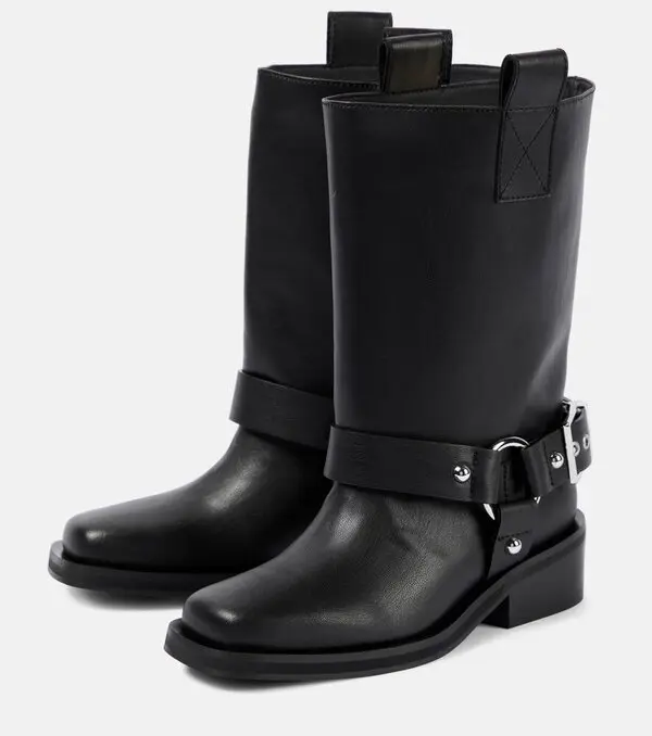 GANNI Faux Leather Biker Boots