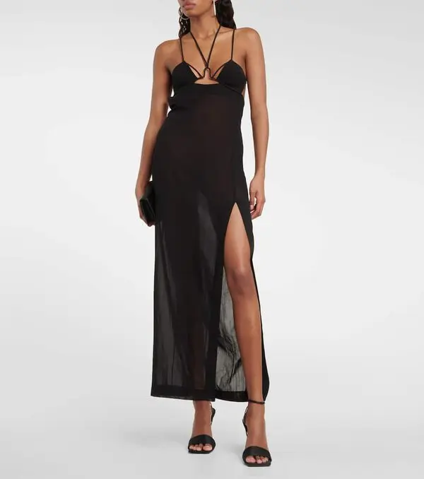 NENSI DOJAKA Cutout Halterneck Cotton Gown