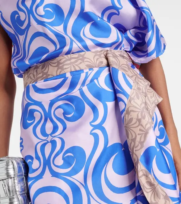 Dries Van Noten Printed Silk Twill Wrap Skirt