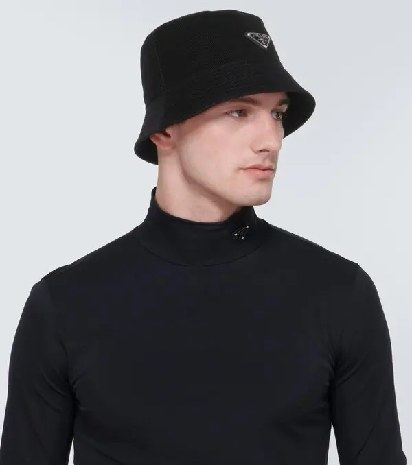 Prada Logo Corduroy Bucket Hat