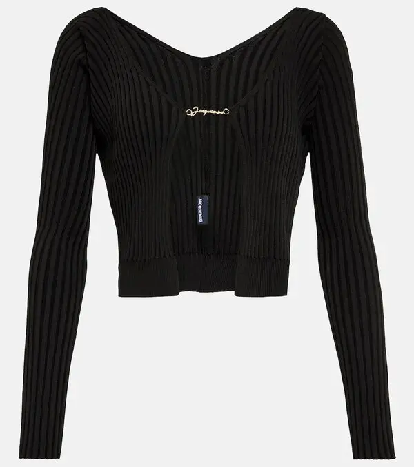 Jacquemus La Maille Pralu Longue Logo Cardigan - Black