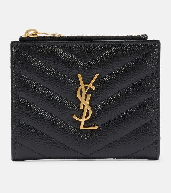 Saint Laurent Monogram Zipped Leather Wallet - Black
