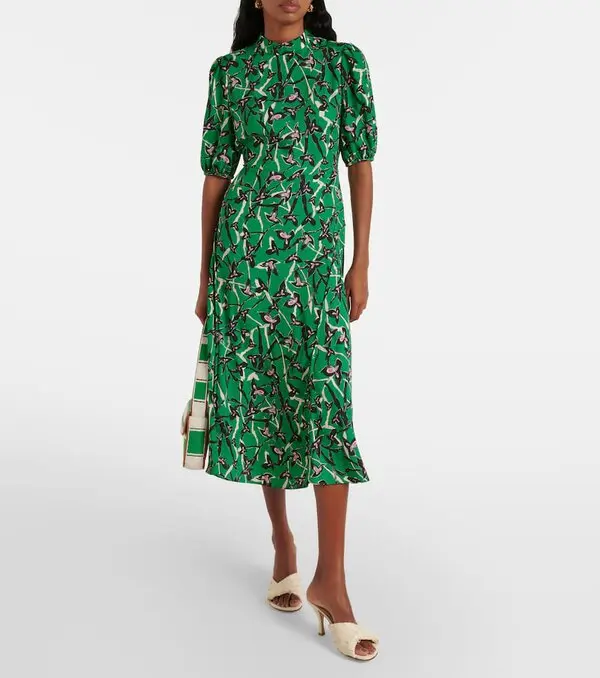Diane Von Furstenberg Stephen Printed Jersey Midi Dress