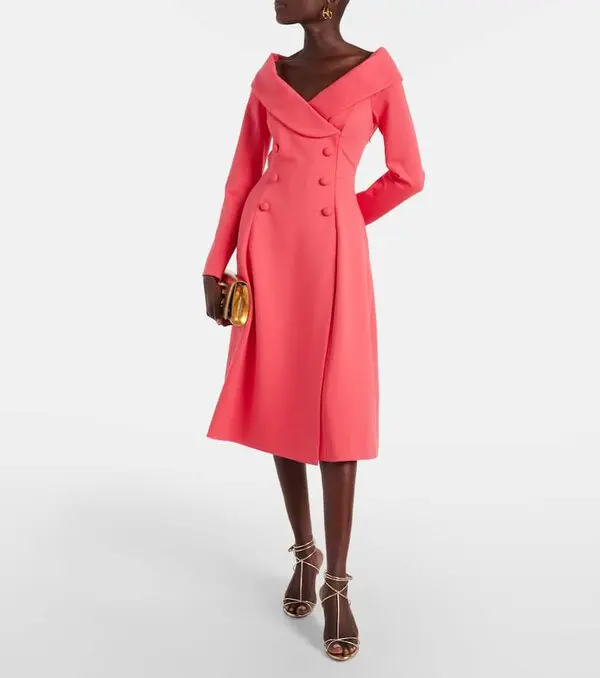 Dorothee Schumacher Off-shoulder Midi Dress In Coral