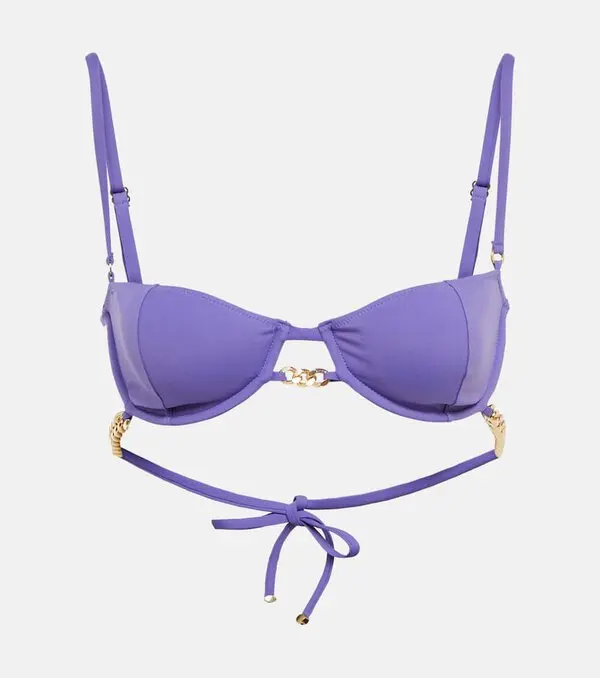 Stella McCartney Chain-trimmed Bikini Top - Purple