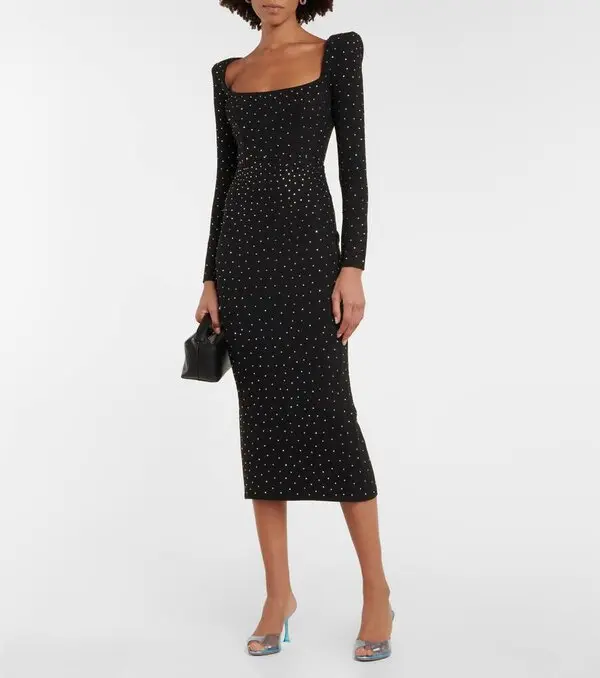 Alex Perry Tiernan Embellished Crepe Midi Dress