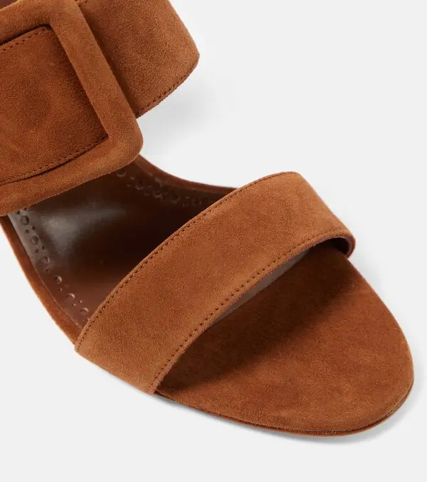 Manolo Blahnik Gable Suede Mules - Brown