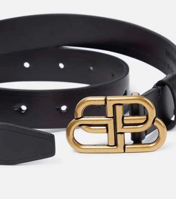 Balenciaga Slim Leather Belt With Antique Gold Fastening