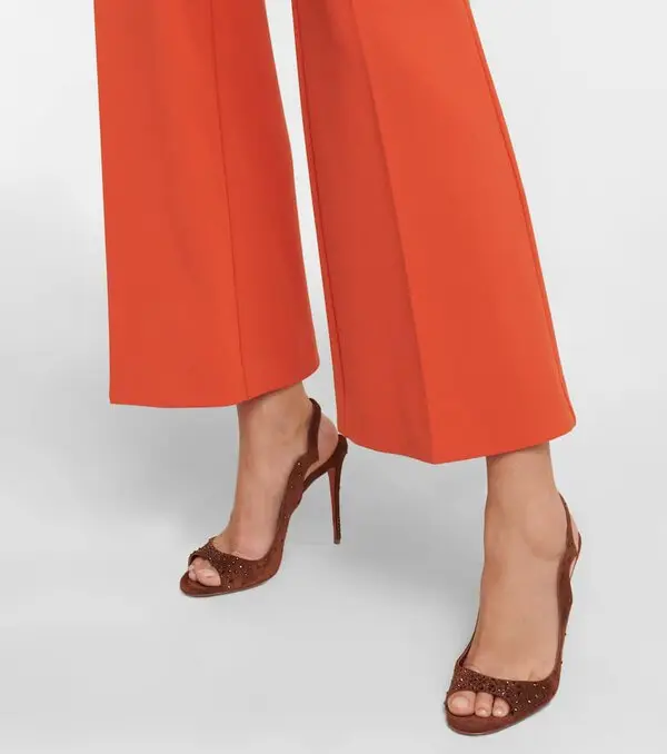 CHRISTIAN LOUBOUTIN Suede Embellished Slingback Sandals - Brown