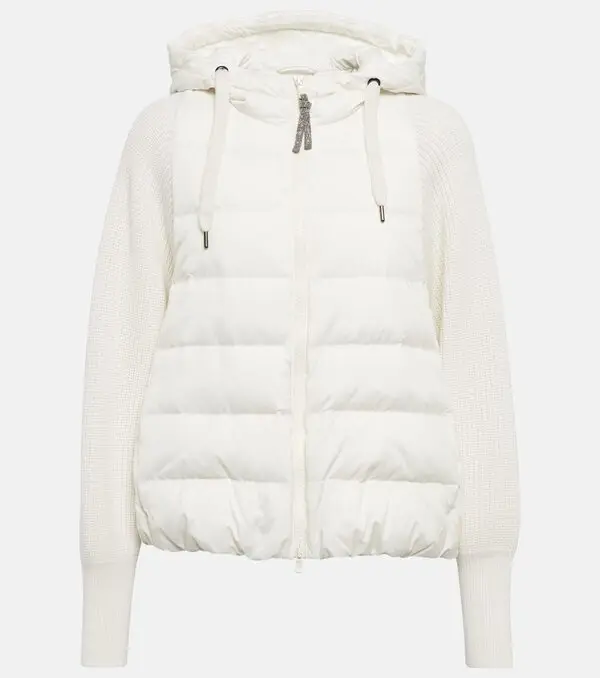 Brunello Cucinelli Wool And Cashmere-blend Knit Jacket - White