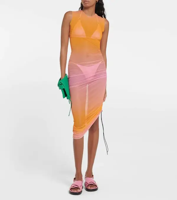 LOUISA BALLOU Ruched Midi Dress