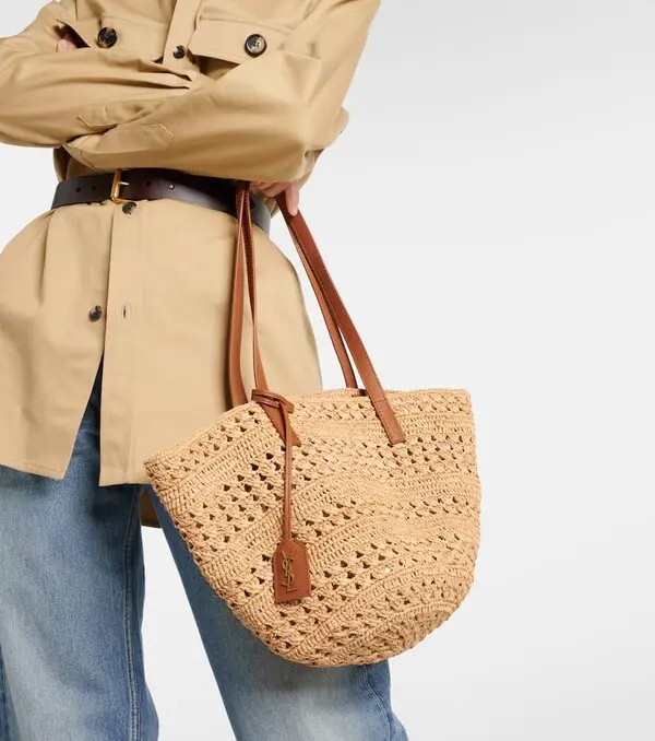 Saint Laurent Panier Small Raffia Basket Bag
