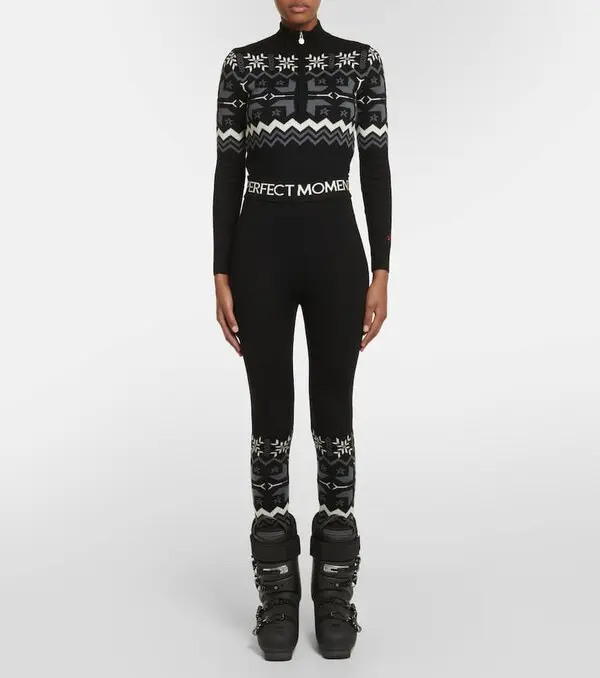 Perfect Moment Nordic Intarsia Wool Half-zip Sweater - Black