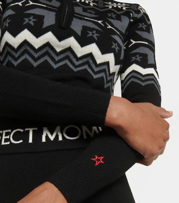 Perfect Moment Nordic Intarsia Wool Half-zip Sweater - Black