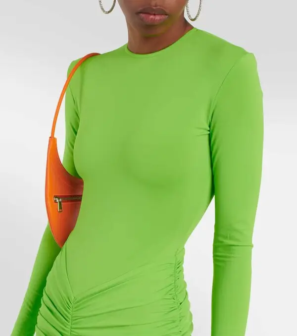 Alex Perry Presley Ruched Midi Dress - Green