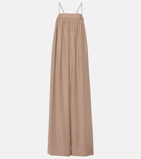 THE FRANKIE SHOP Maude Gathered Jumpsuit - Beige