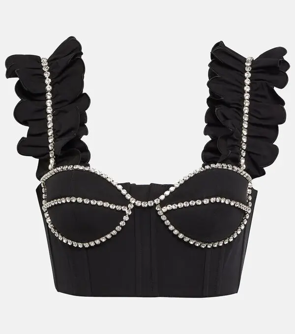 AREA Embellished Bustier Top