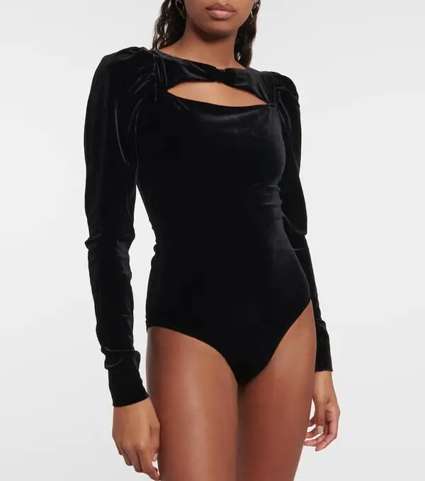 GANNI Cutout Velvet Jersey Bodysuit