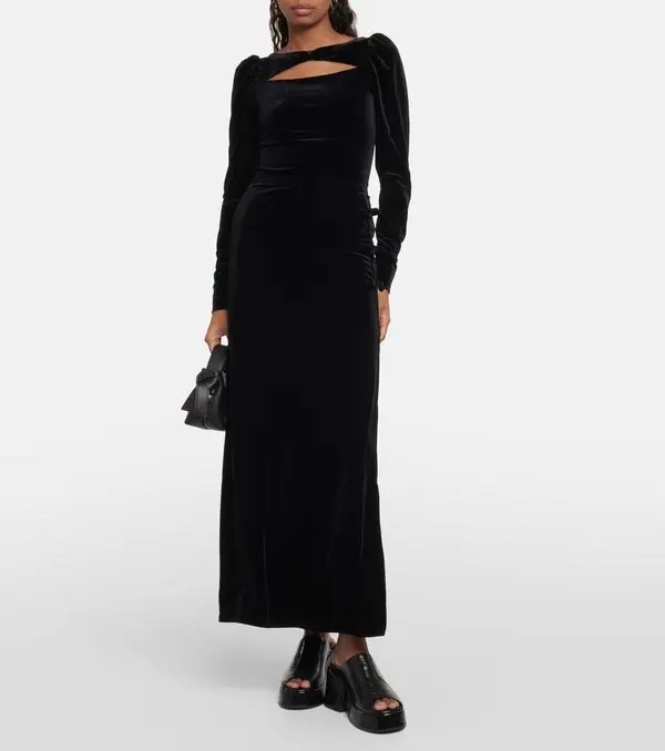 GANNI Cutout Velvet Jersey Bodysuit