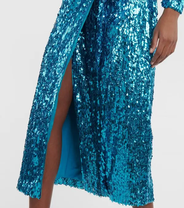 ROTATE BY BIRGER CHRISTENSEN Puff-sleeve Sequined Wrap Dress