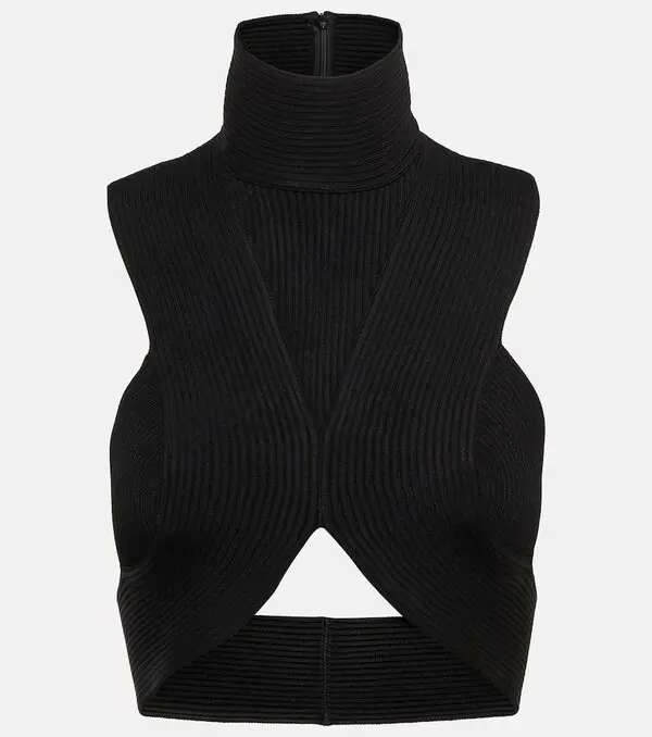 Alaïa Ribbed-knit Halterneck Crop Top