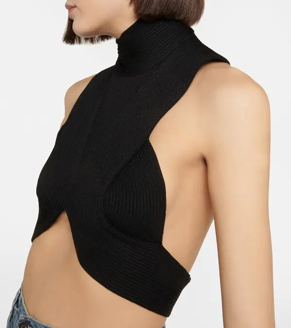 Alaïa Ribbed-knit Halterneck Crop Top