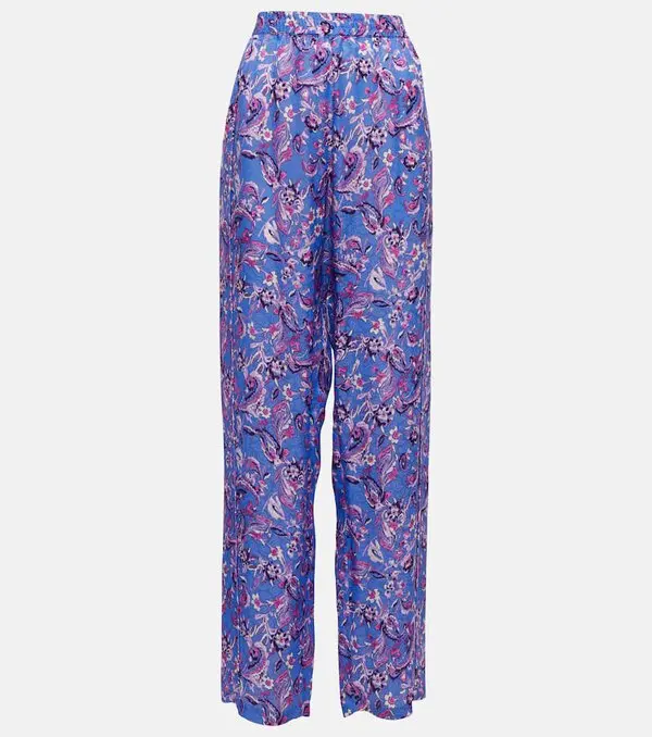 Isabel Marant Piera Printed Silk-blend Pants - Multicoloured