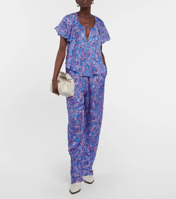 Isabel Marant Piera Printed Silk-blend Pants
