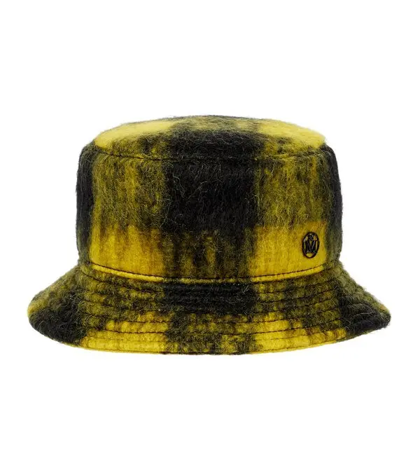 MAISON MICHEL Jason Checked Mohair-blend Bucket Hat - Multicoloured