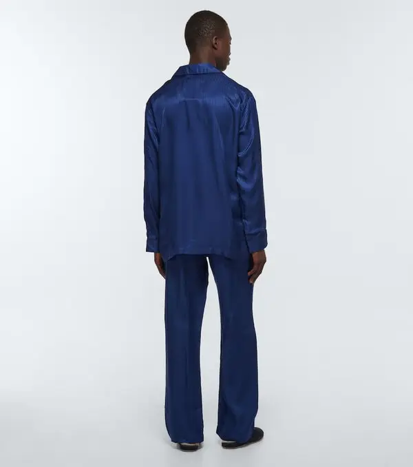 Derek Rose Woburn Striped Silk Pajama Set