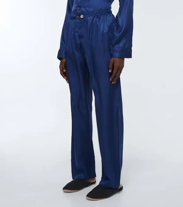 Derek Rose Woburn Striped Silk Pajama Set